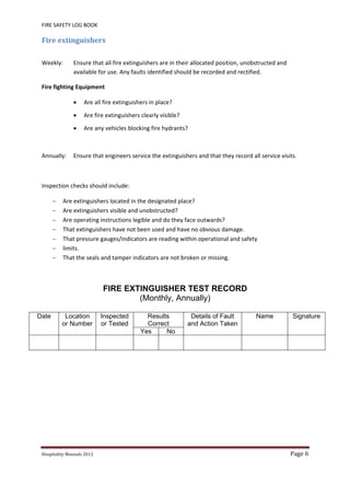 Fire safety-log-book-2012 | PDF