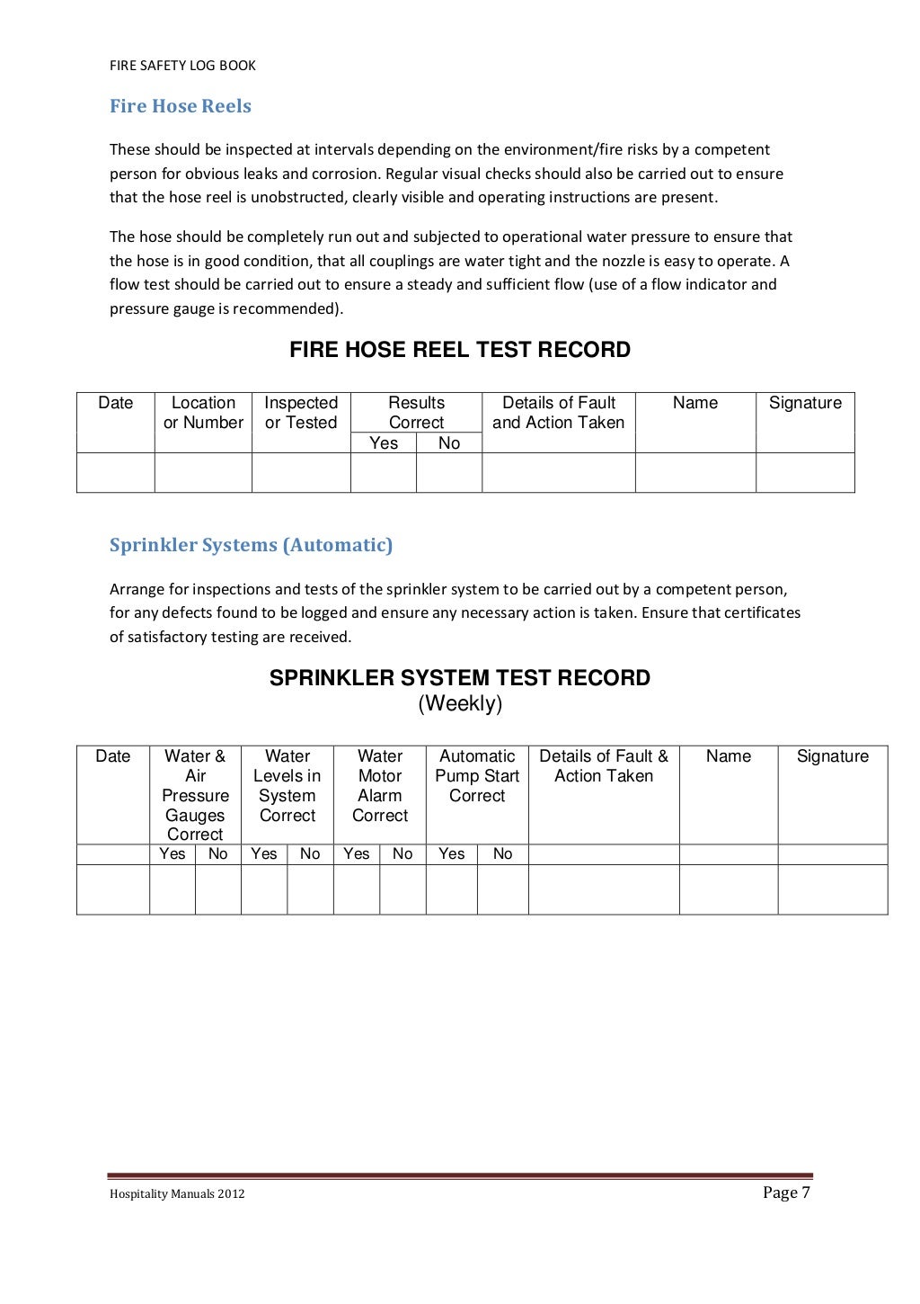 Fire Safety log book 2012 fire-safety-log-book-2012