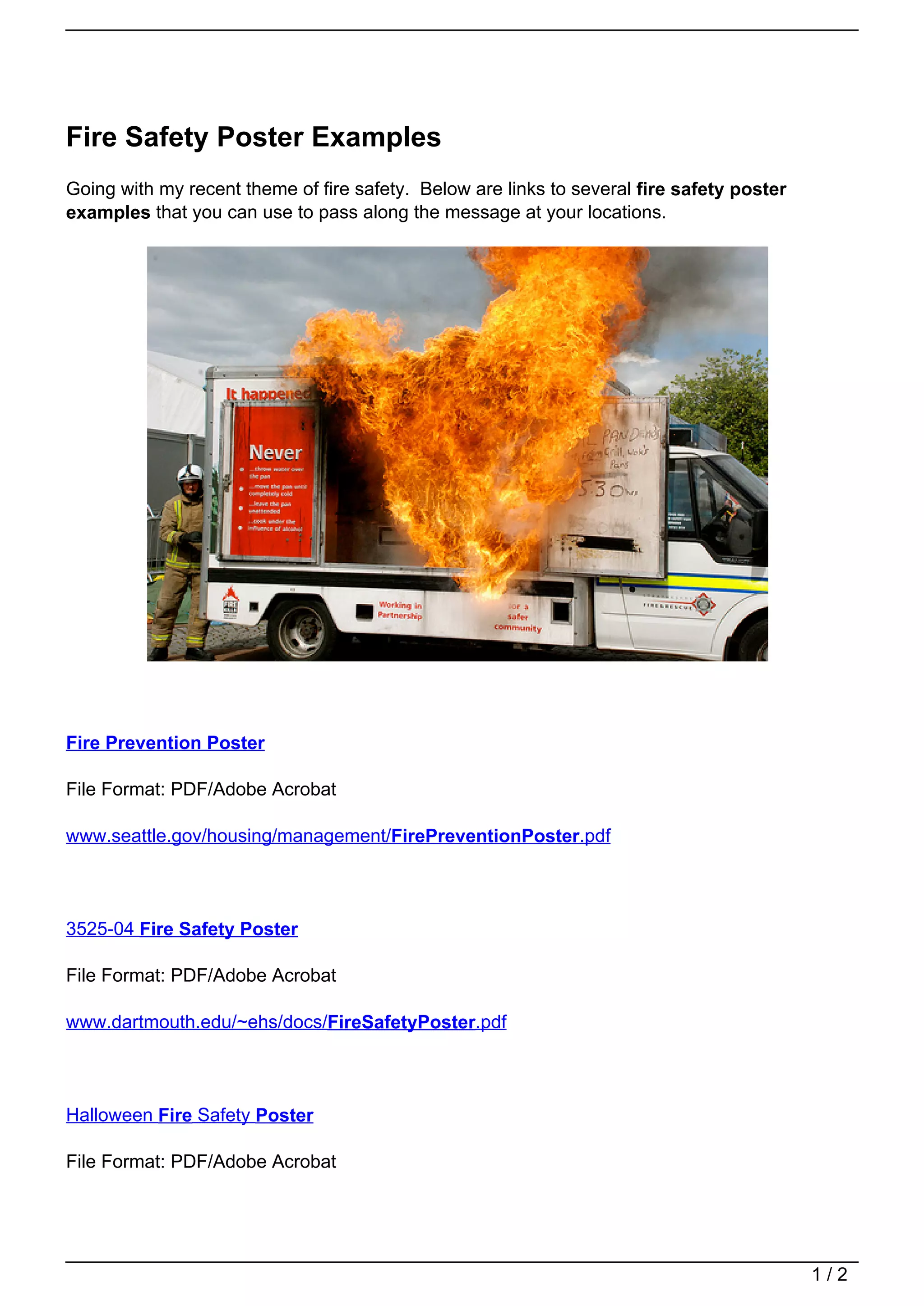 Fire Safety Poster Examples | PDF | Technology & Computing
