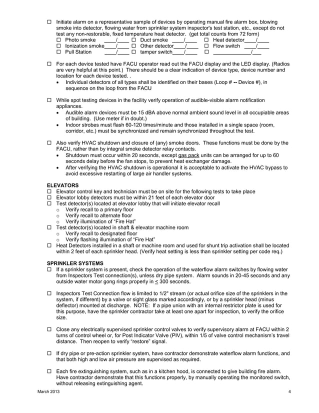 Fire alarm checklist