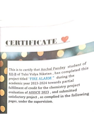 fire alarm project xII on topic fire alarm | PDF