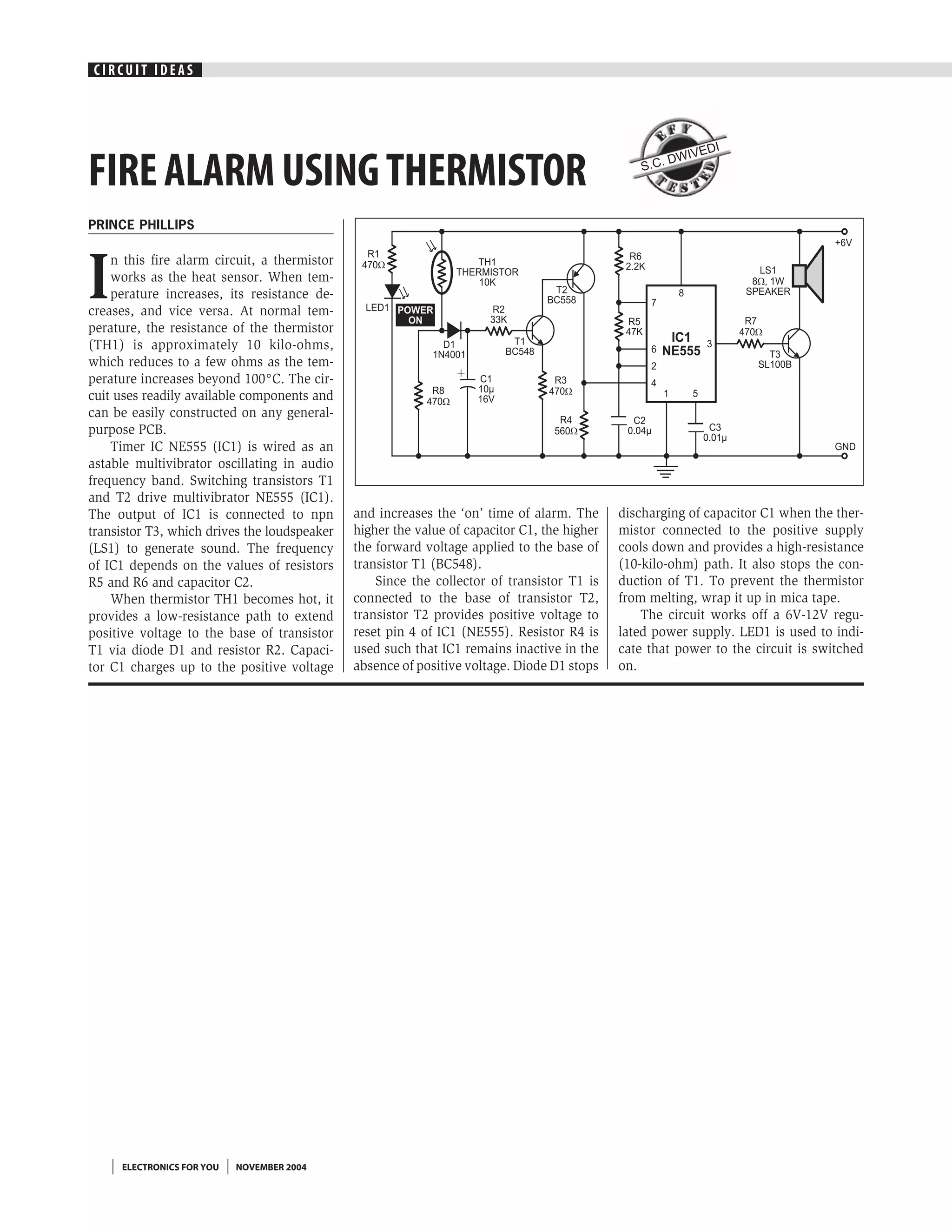 Fire alarm using thermistor | PDF