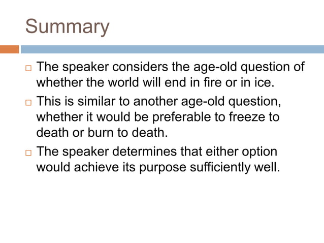 Fire and ice by robert frost | PPT