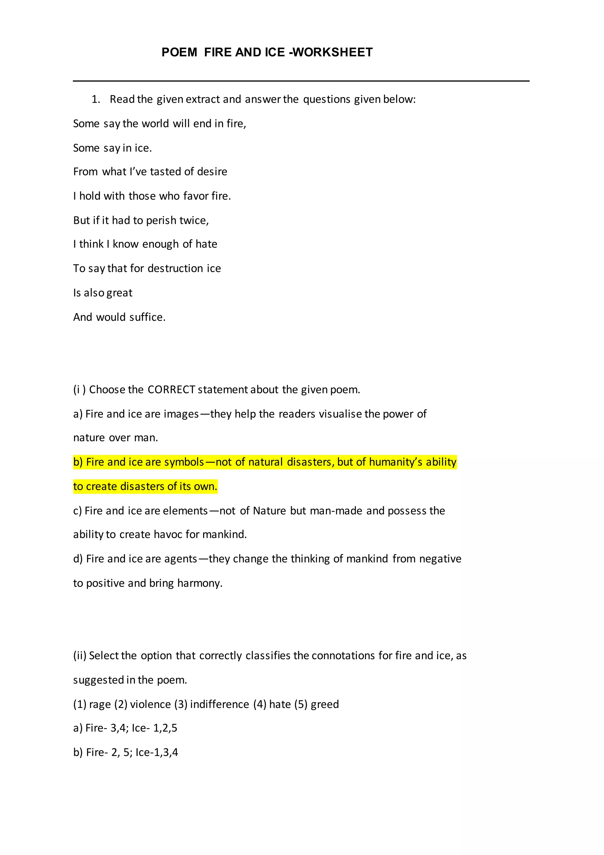 Fire and ice worksheet | DOCX | Geology | Science