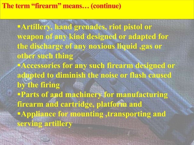 Firearm and its classification. | PPTX | Arms & Ammunition | Sensitive ...
