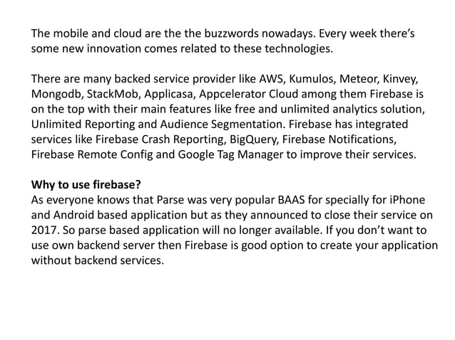 Firebase | PPTX | Cloud Computing | Internet