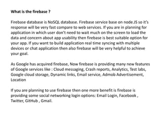 Firebase | PPTX | Cloud Computing | Internet