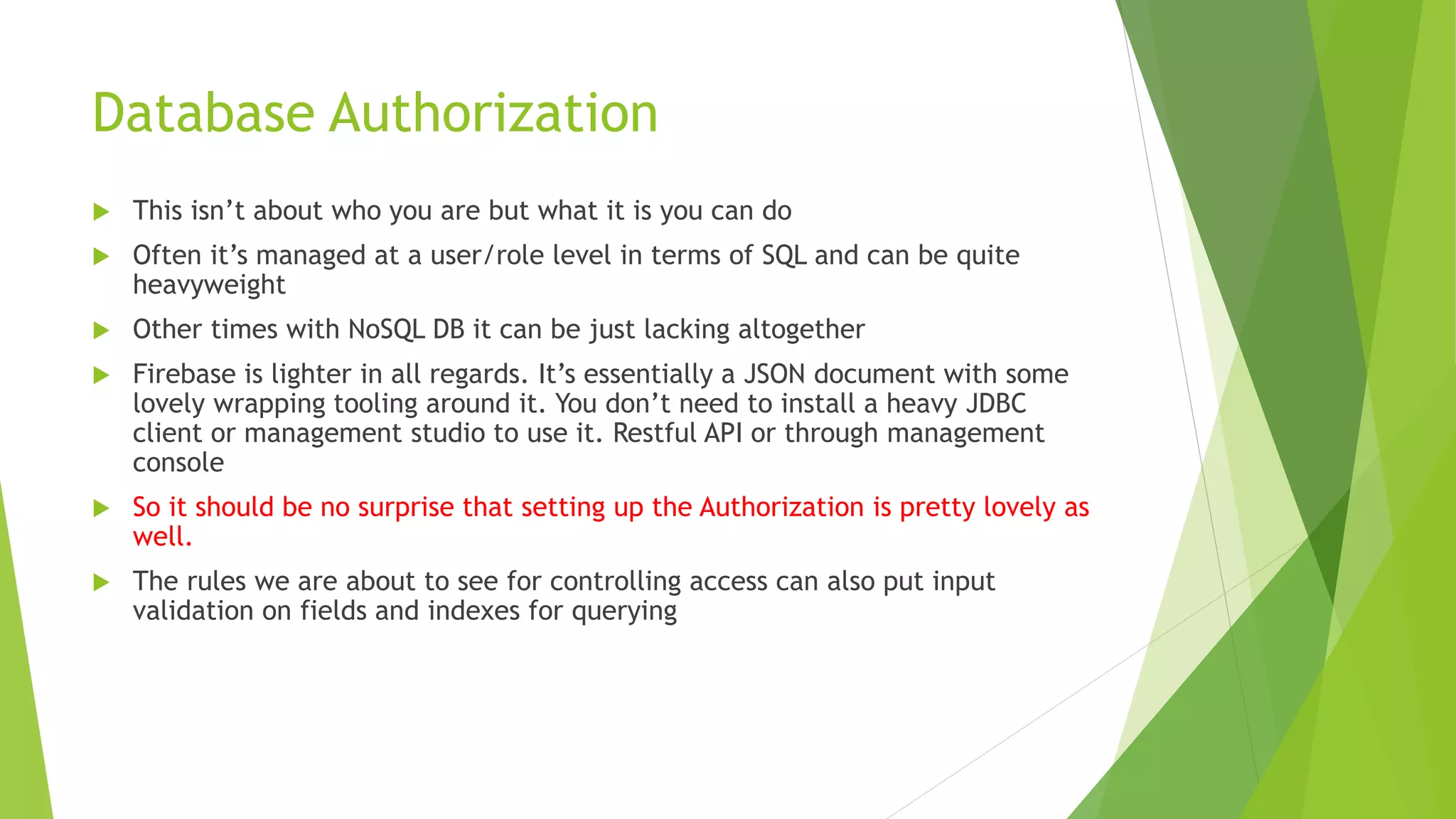 Firebase Authorization Pptx Databases Computer Software And