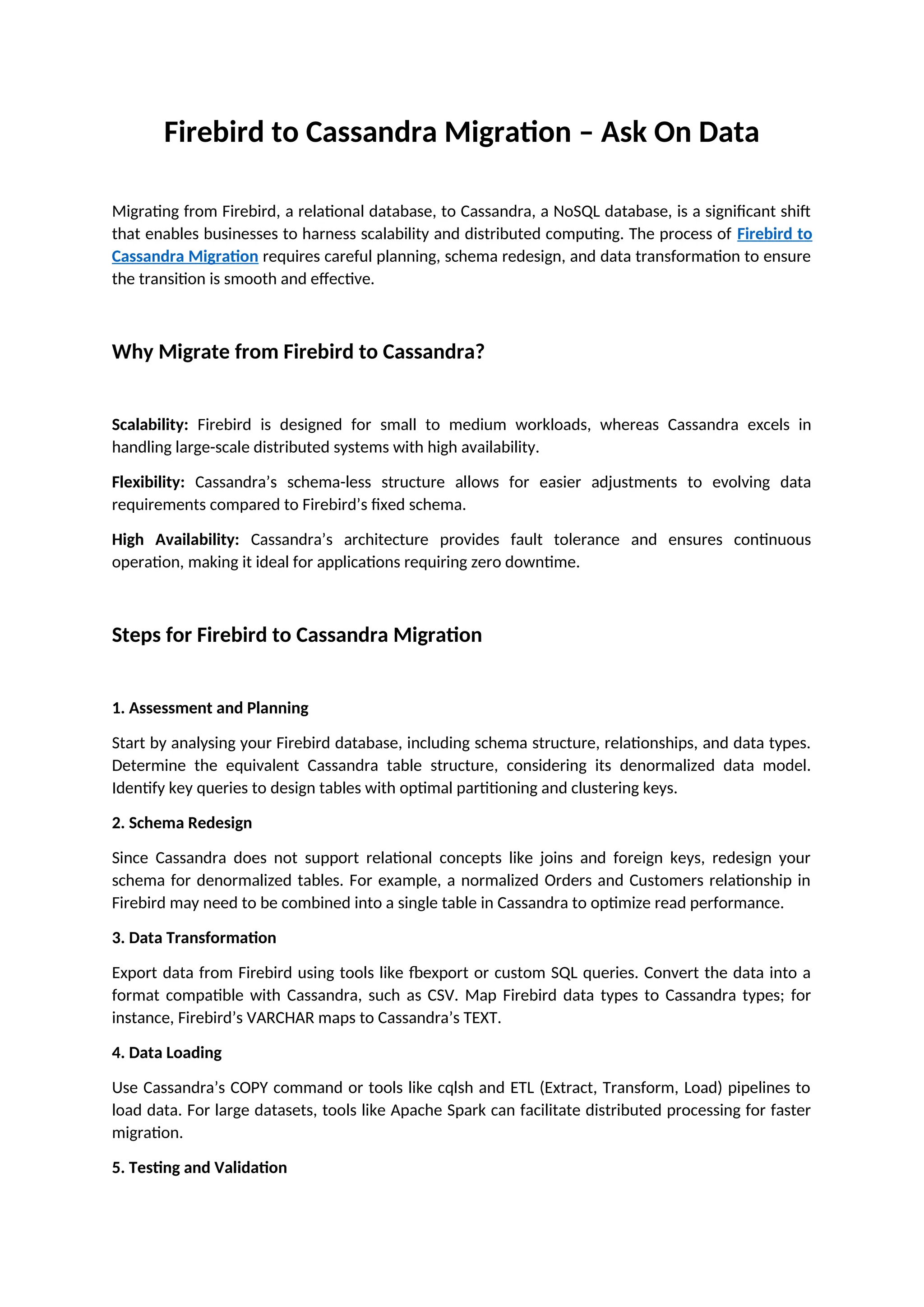 Firebird To Cassandra Migration Ask On Datadocx