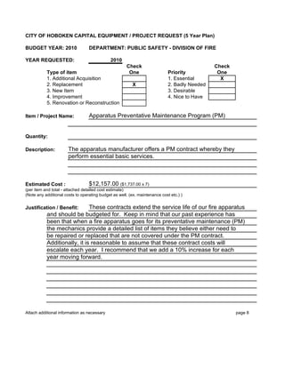 Fire Capital Request | XLS