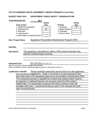 Fire Capital Request | XLS