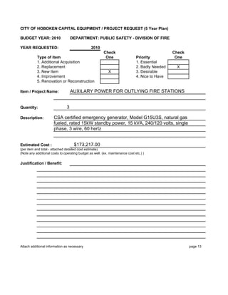 Fire Capital Request | XLS