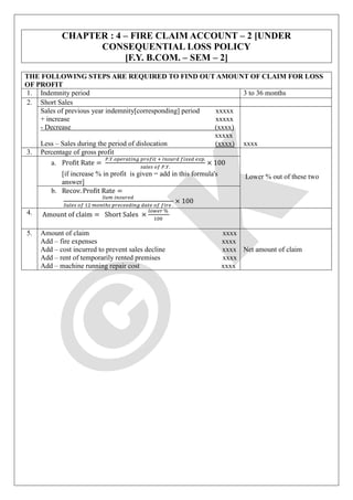 ACCOUNTS OF FIRE CLAIMS UNDER CONSEQUENTIAL LOSS POLICY | PDF