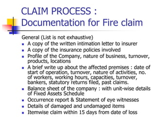 Fire Insurance claims | PPTX