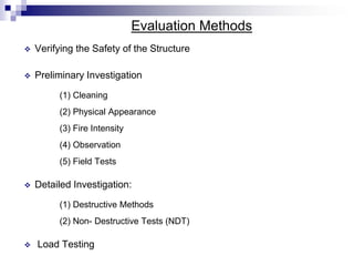 Fire damage, evaluation, ndt, and repair of concrete structures | PDF