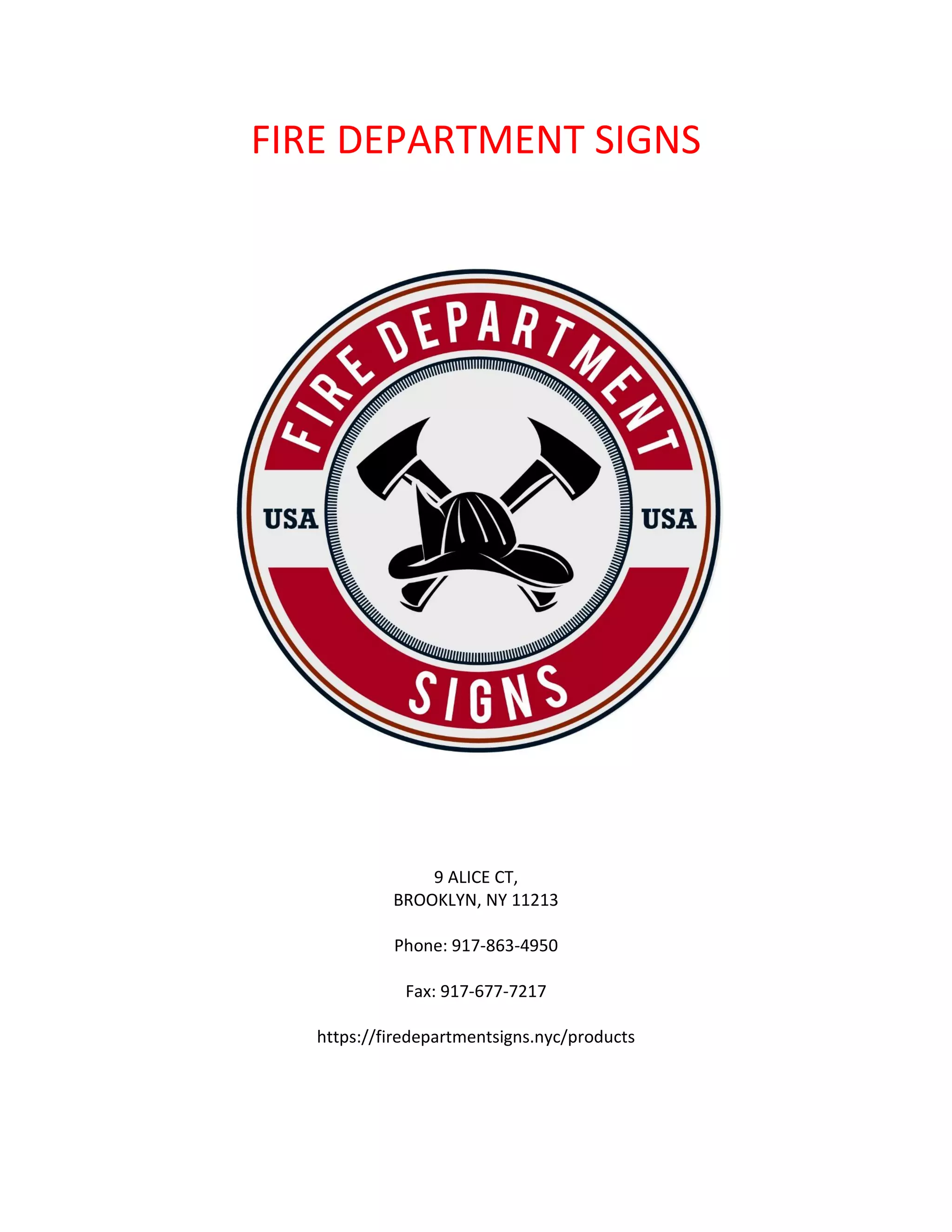 FIRE DEPARTMENT SIGNS | PDF