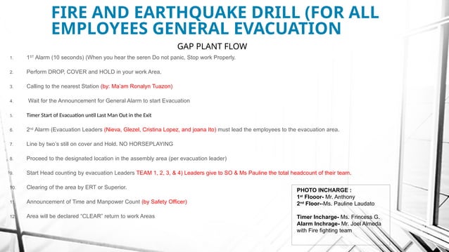 FIRE & EARTHQUAKE DRILL for employees secure safety | PPTX
