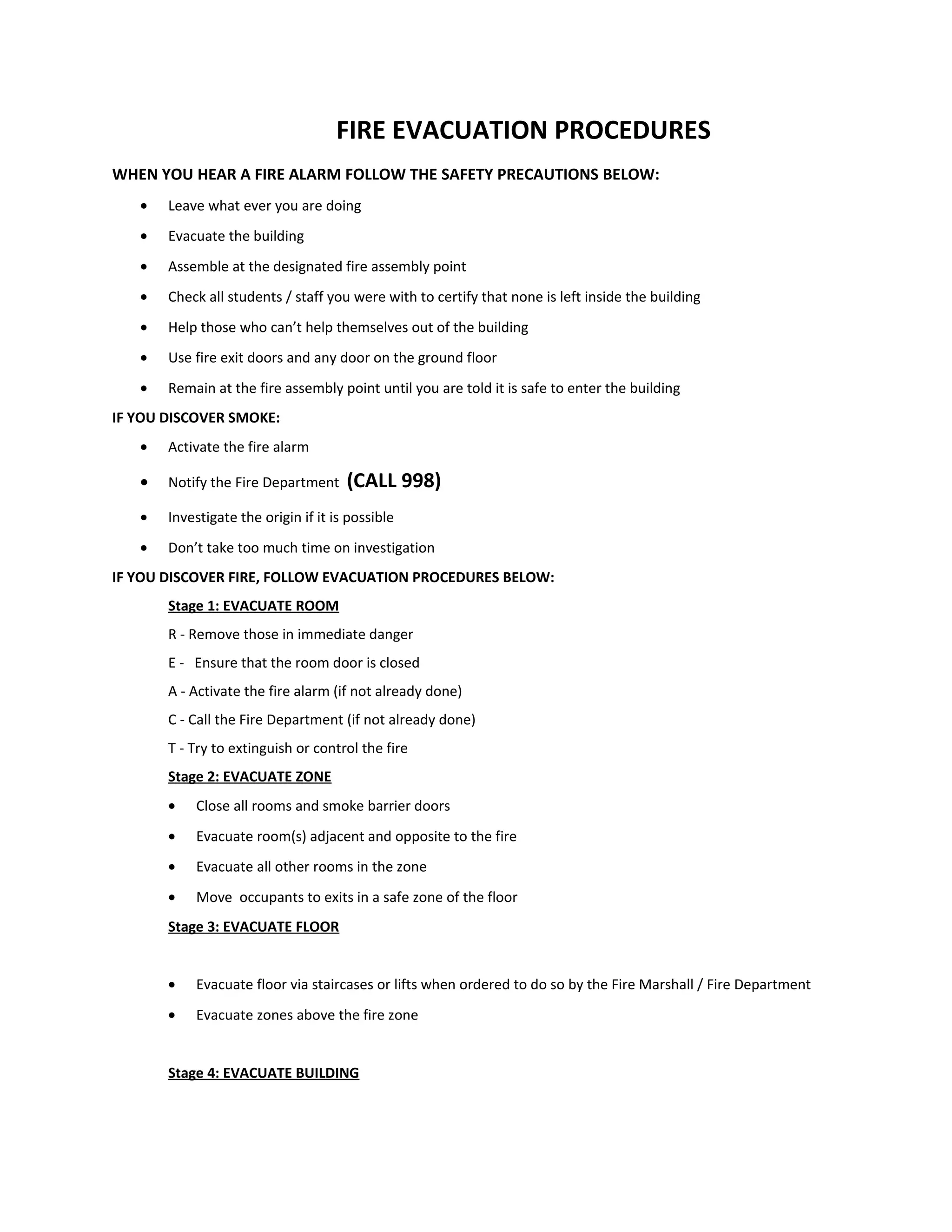 Fire evacuation procedures | DOC
