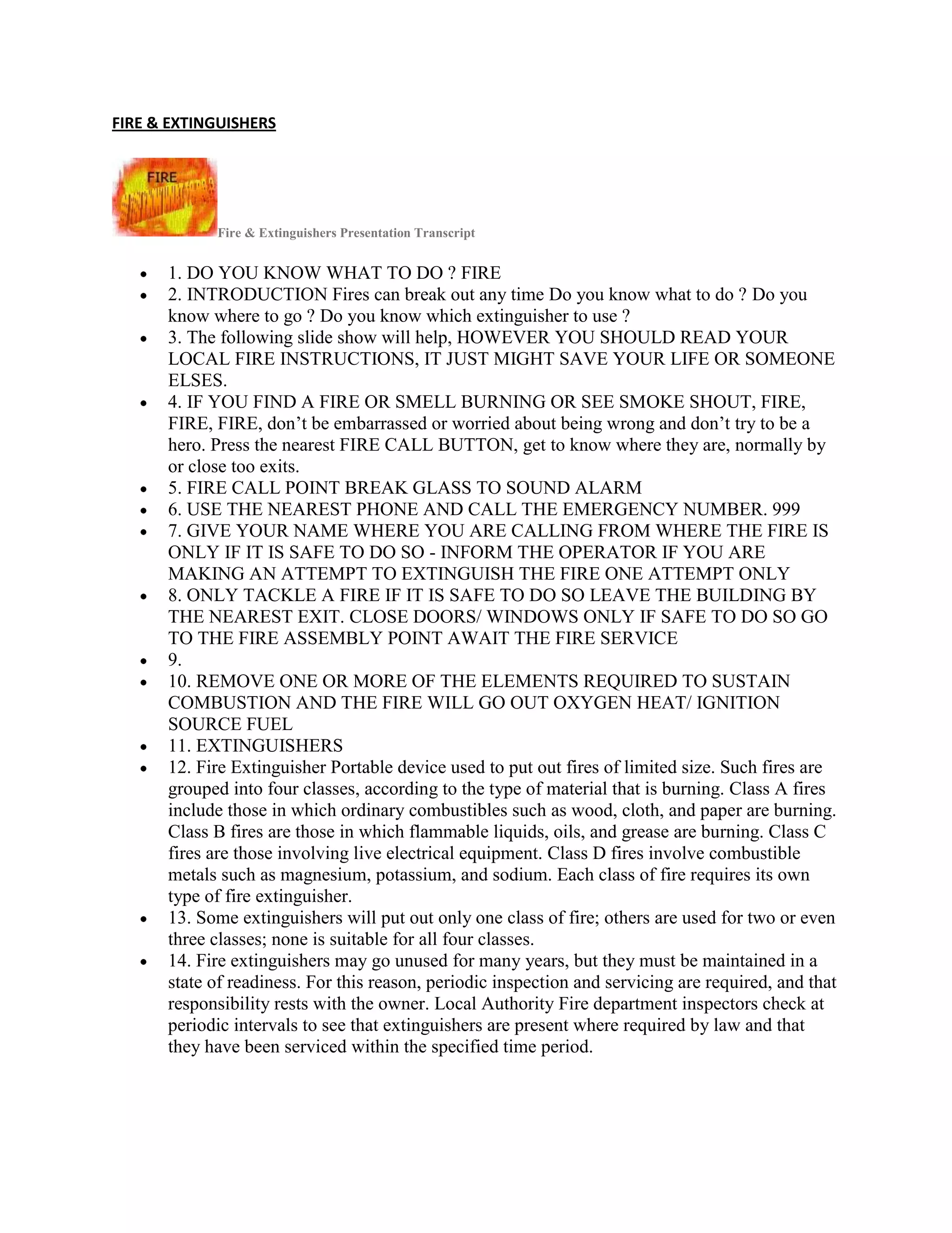 Fire & extinguishers | DOCX