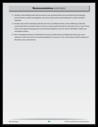 SANS 2013 Report: Digital Forensics and Incident Response Survey | PDF