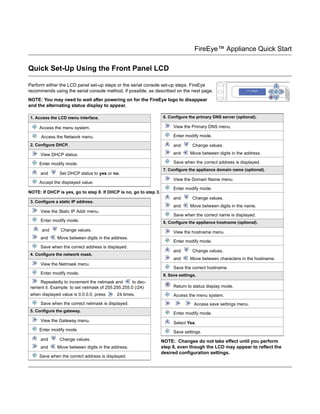 Fire Eye Appliance Quick Start | PDF