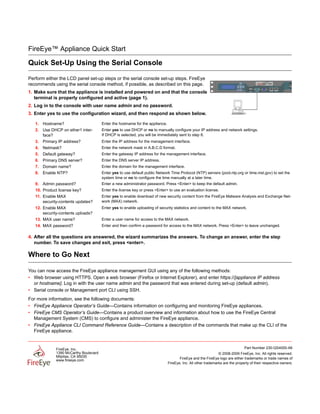 Fire Eye Appliance Quick Start | PDF