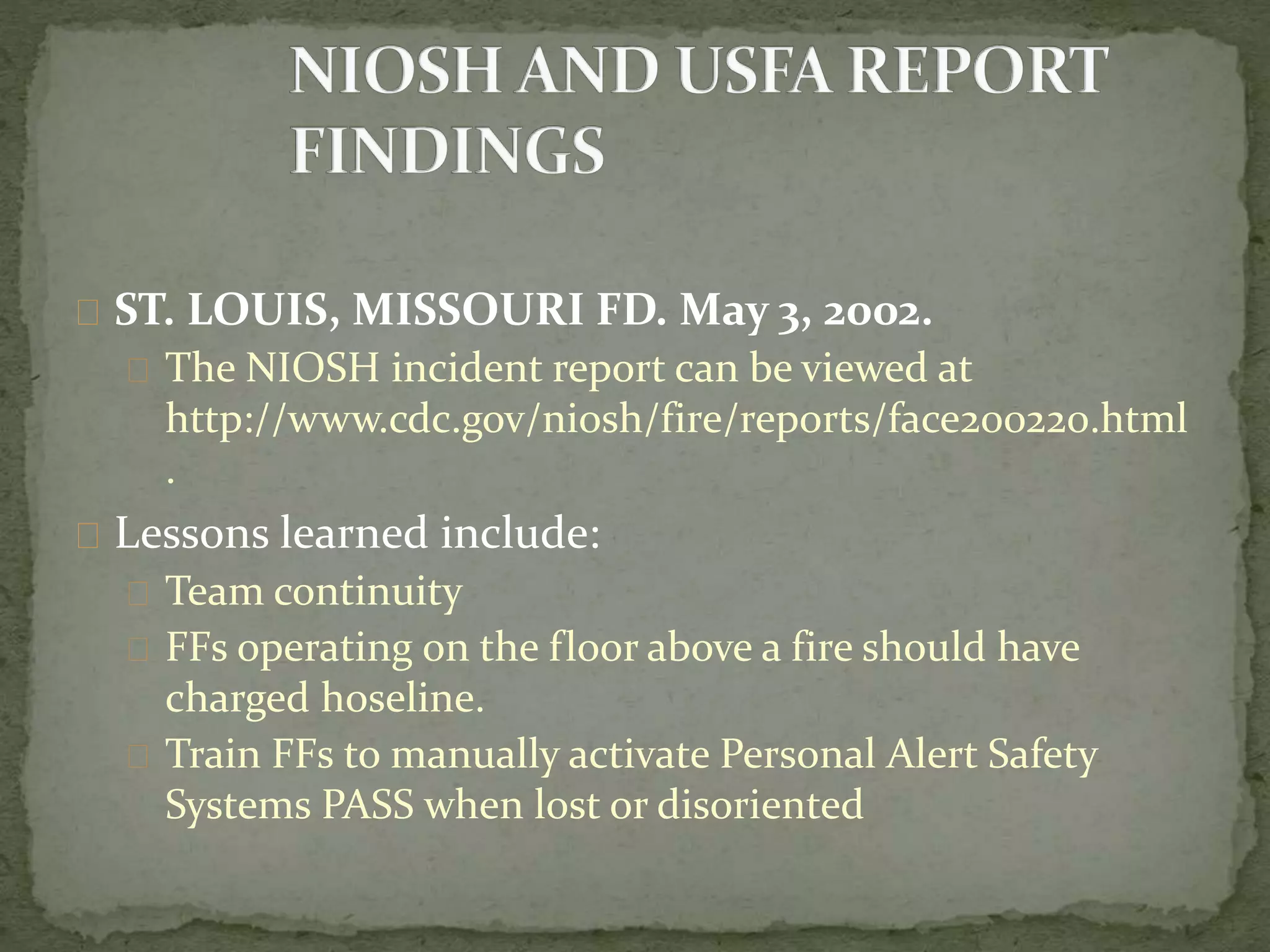 Firefighter survival awareness | PPTX