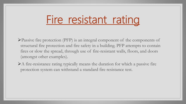 Fire fighting and fire resistant rating | PPT