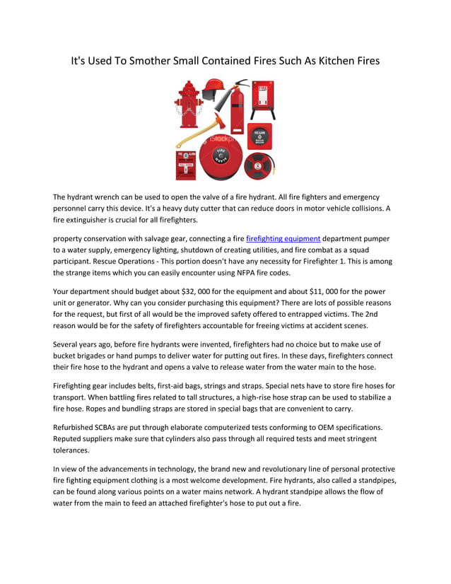Firefighting equipment | PDF