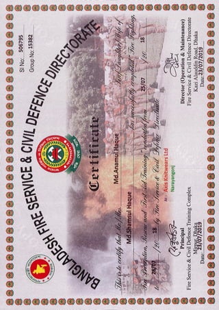 Fire Fighting, Fire Prevention, Rescue & First Aid Training Certificate ...