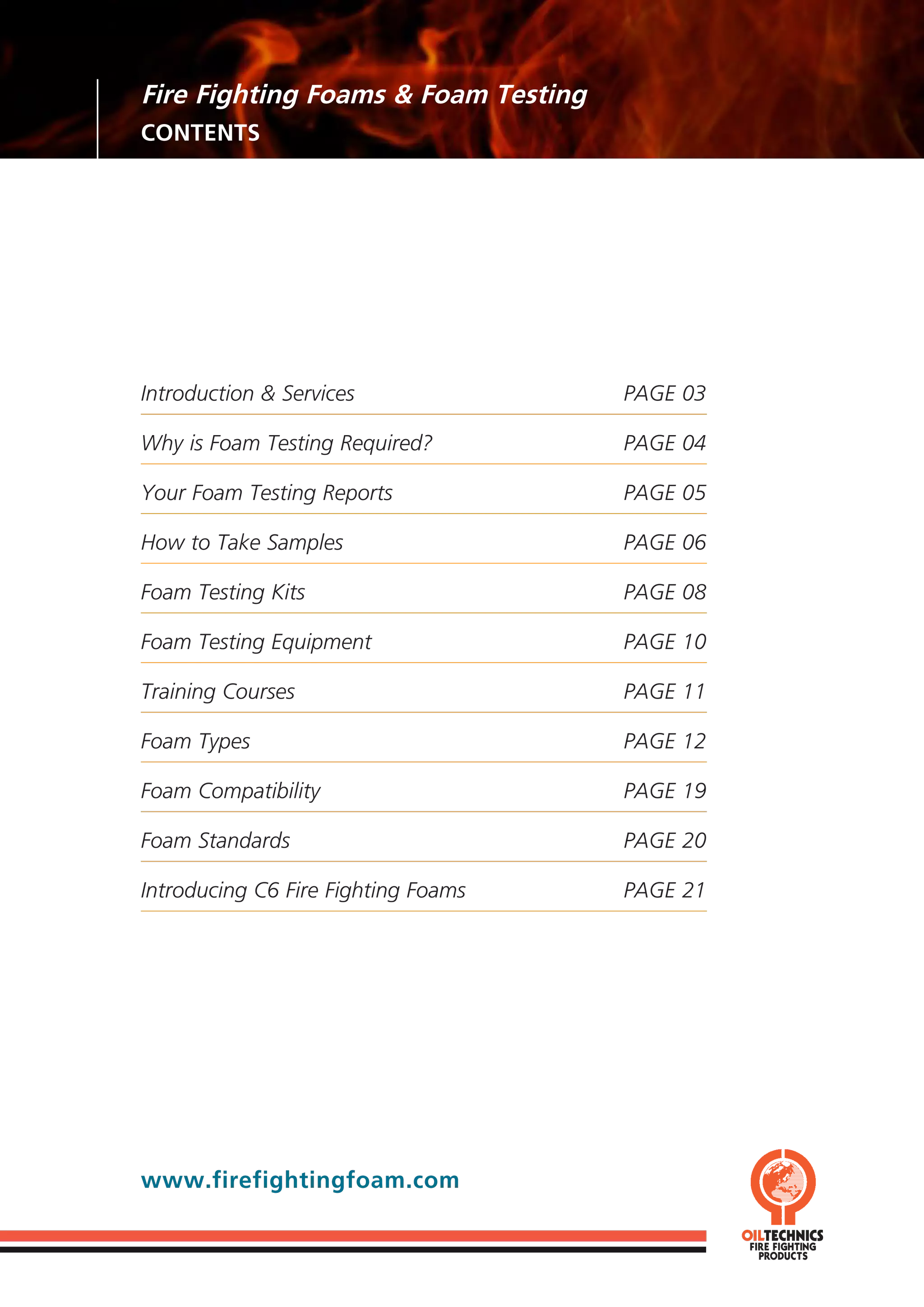 OTL: New Fire Sample Testing & Fire Fighting Foams Brochure | PDF