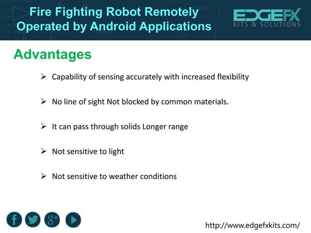 Fire fighting robot remotely operated by android applications | PPT