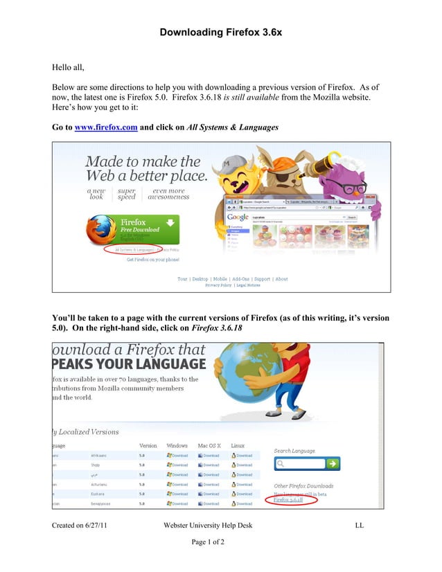 Downloading Previous Browser - Firefox | PDF