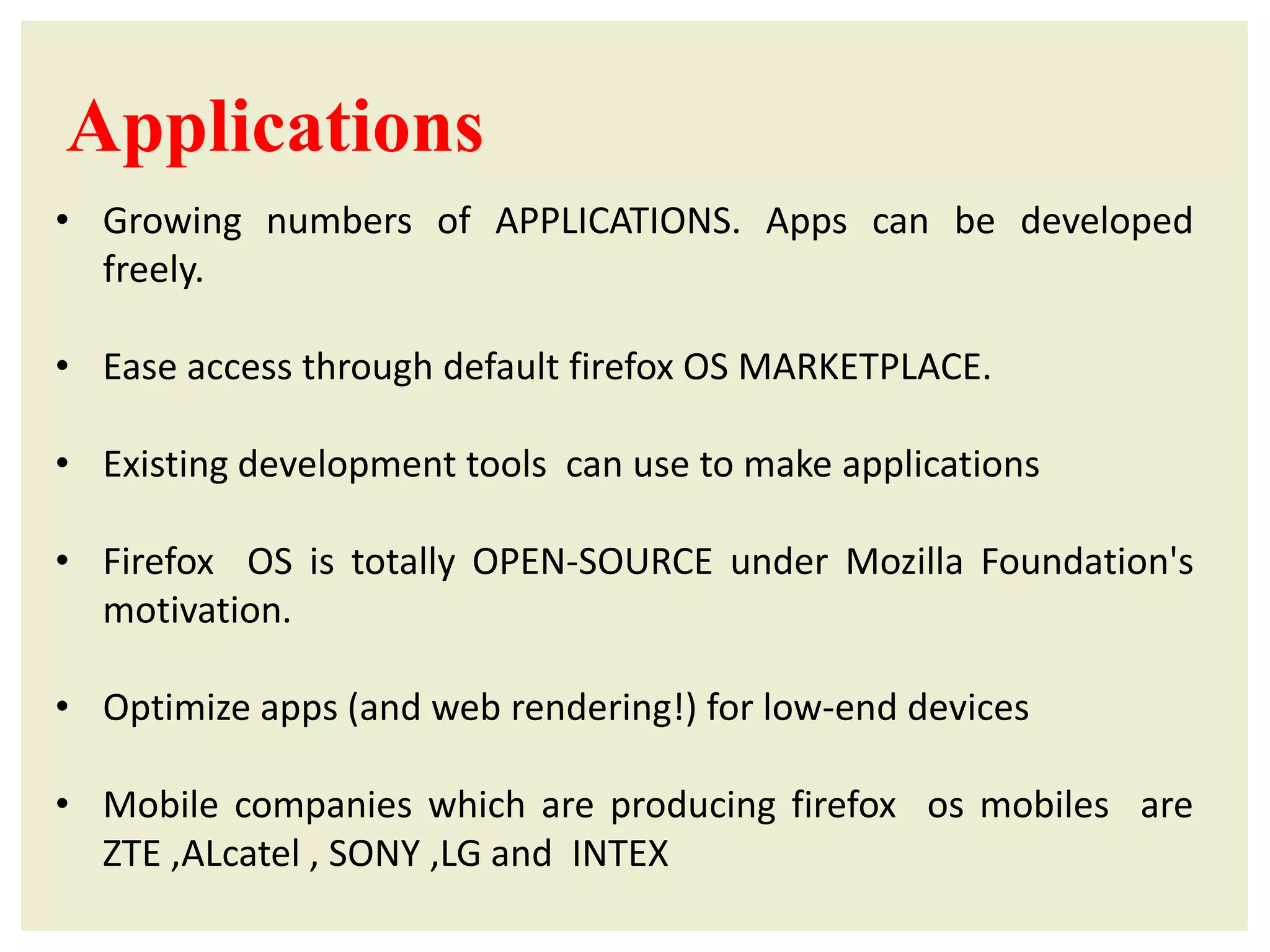 Firefox operating system | PPTX | Browsers | Computer Software and Applications