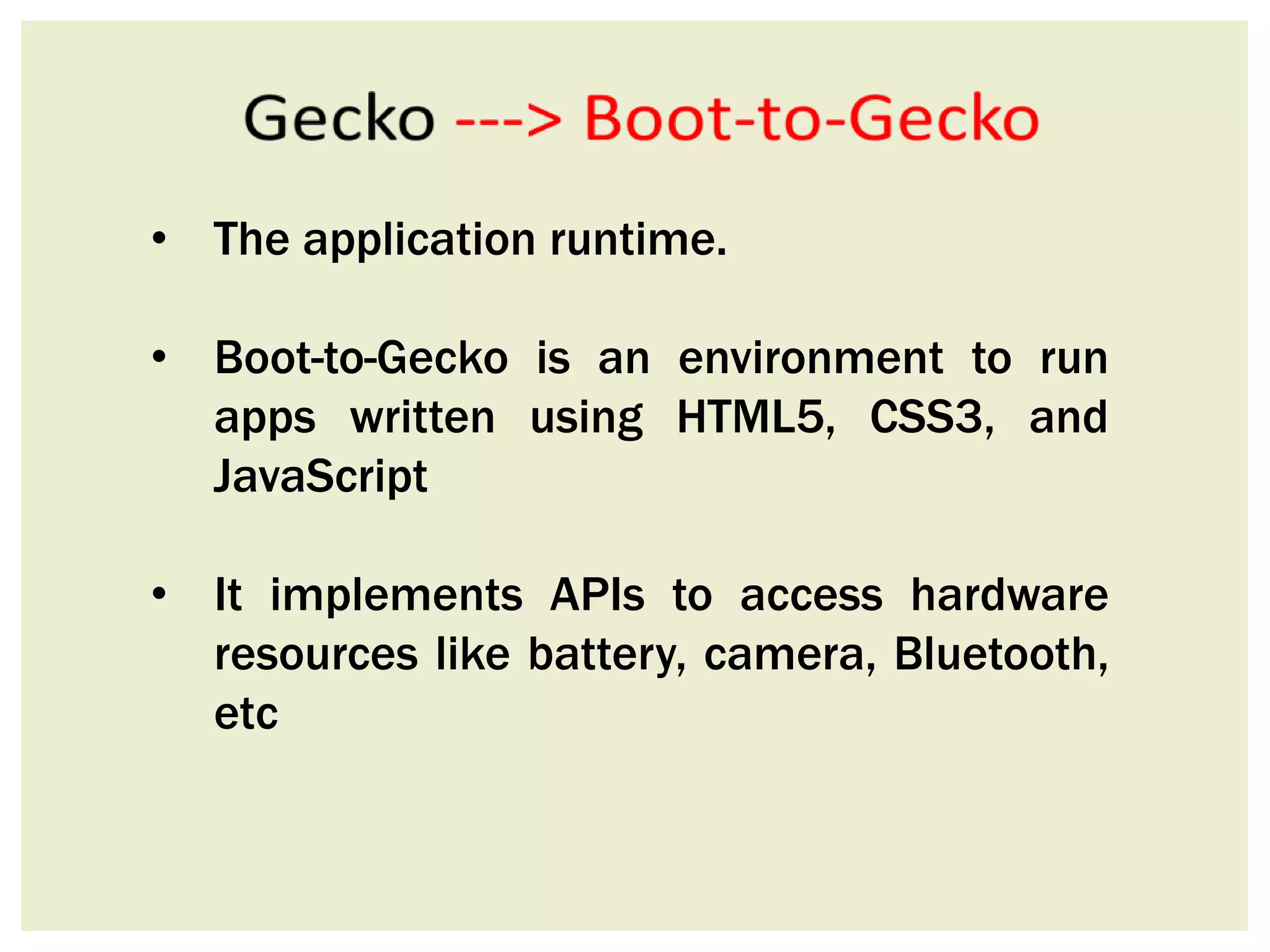Firefox operating system | PPTX | Browsers | Computer Software and Applications