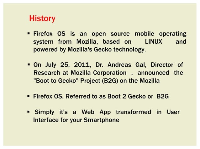Firefox operating system | PPTX | Browsers | Computer Software and Applications