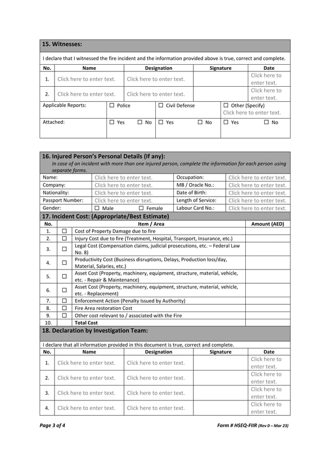 FIRE INCIDENT INVESTIGATION REPORT Form # HSEQ - FIIR Rev 0 -.docx