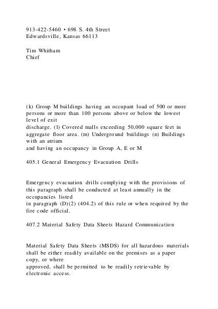 Fire Inspection Form Address __________________ | PDF