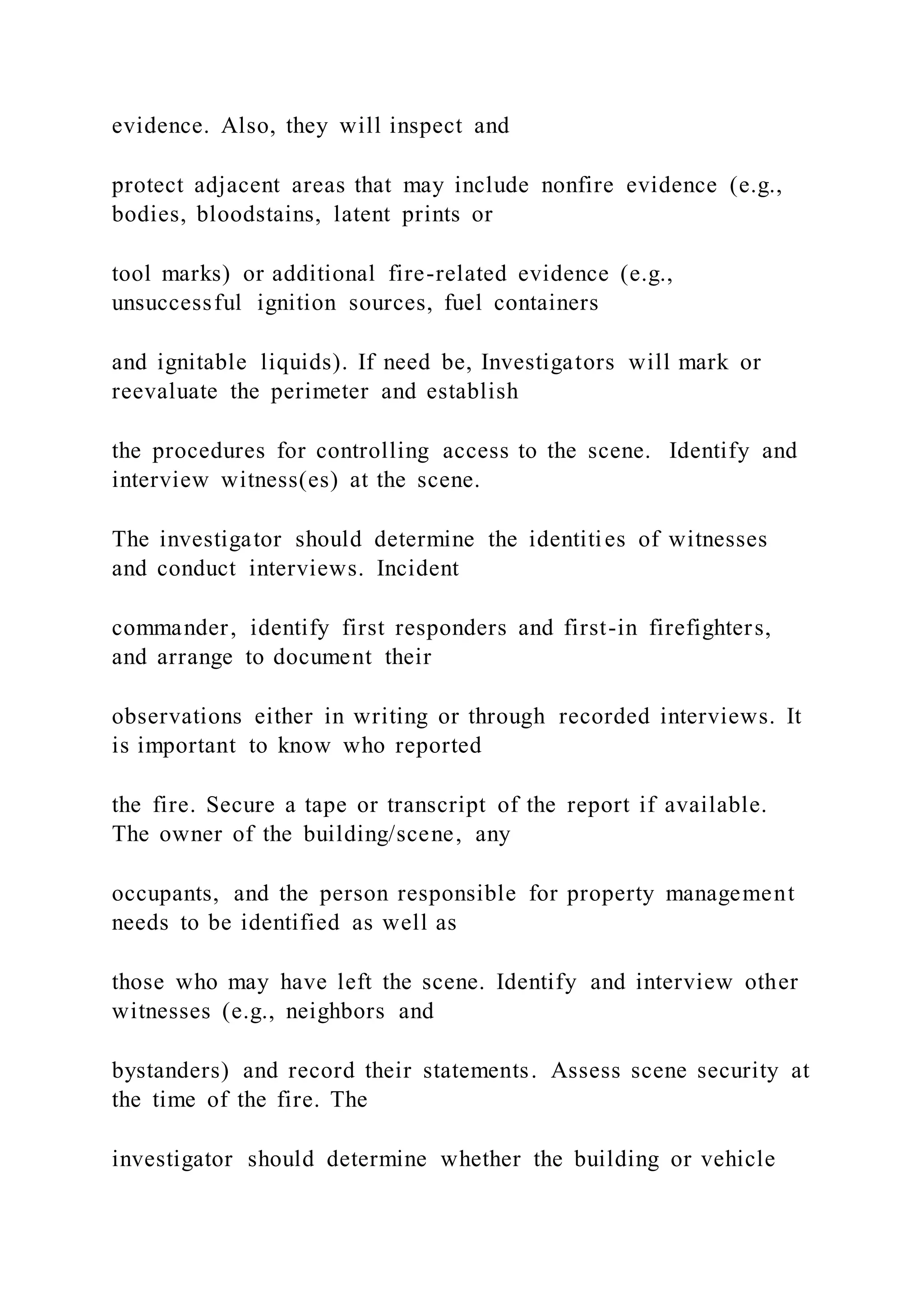 FIRE INVESTIGATION CHECKLIST | DOCX