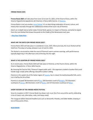 Firenze Rocks 2024 - A Music Festival in Florence | PDF