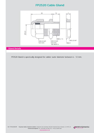 Prysmian FP Fire Resistant Cable Glands - BICC, BICON, Prysmian | PDF