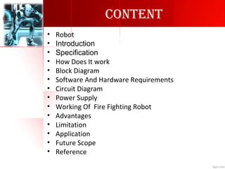 Fire fighting Robot | PPT | Chemistry | Science
