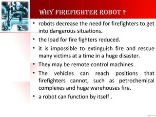Fire fighting Robot | PPT | Chemistry | Science