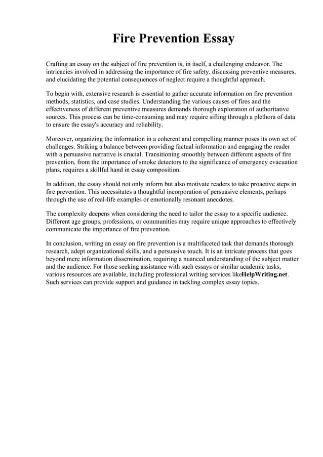 Fire Prevention Essay. Cornish College of the Arts | PDF