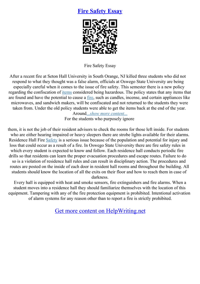 Fire Prevention Essays | PDF