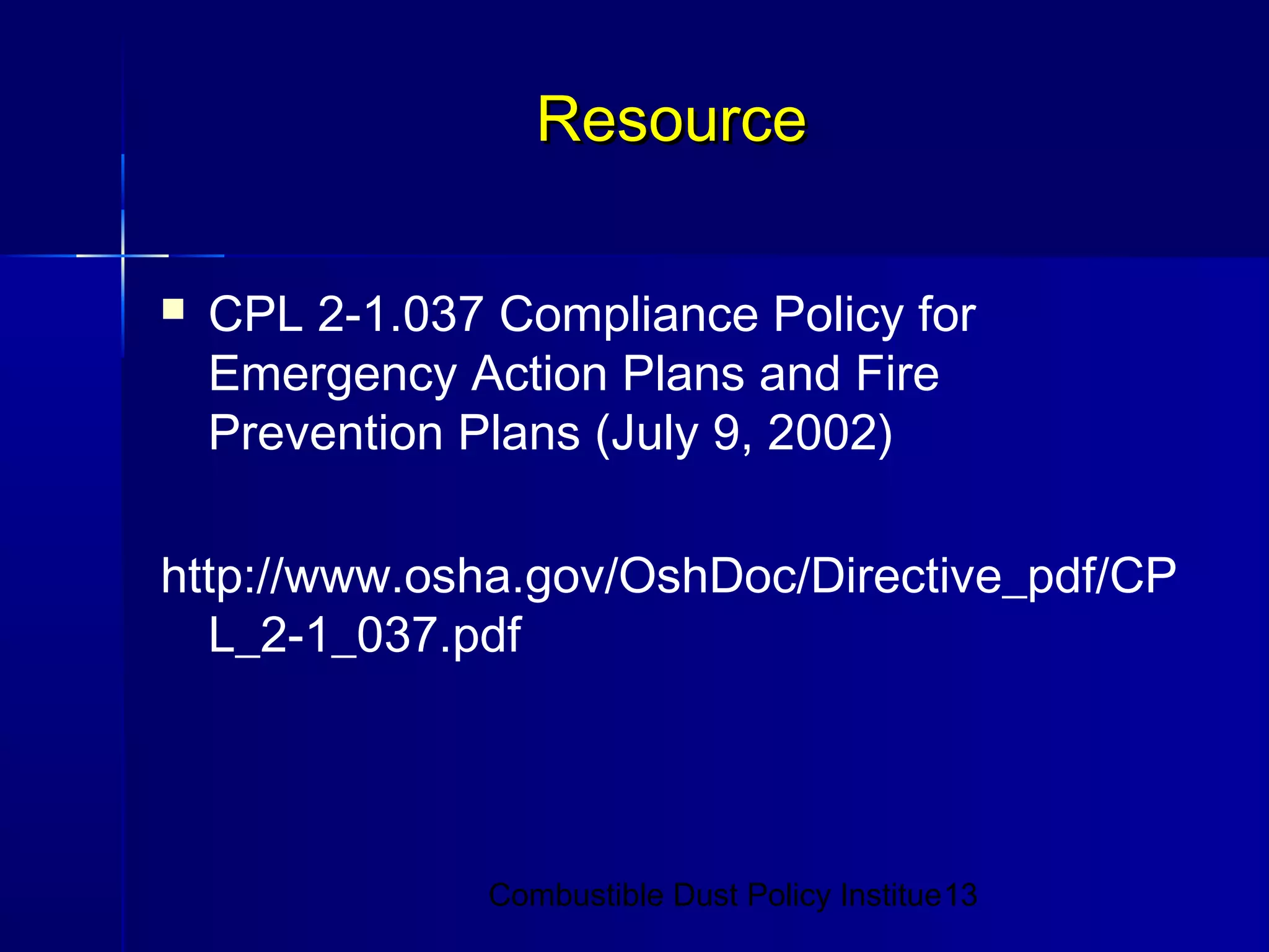 Fire Prevention Plan (FPP) Preventing Combustible Dust Fires and ...
