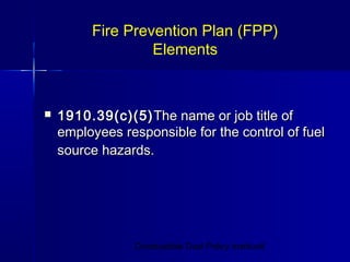 Fire Prevention Plan (FPP) Preventing Combustible Dust Fires and ...