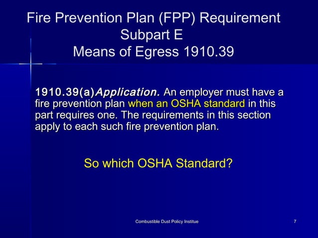 Fire Prevention Plan (FPP) Preventing Combustible Dust Fires and ...