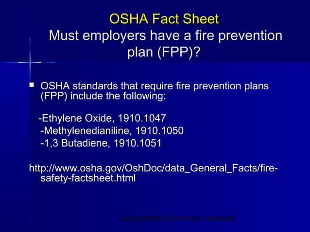 Fire Prevention Plan (FPP) Preventing Combustible Dust Fires and ...