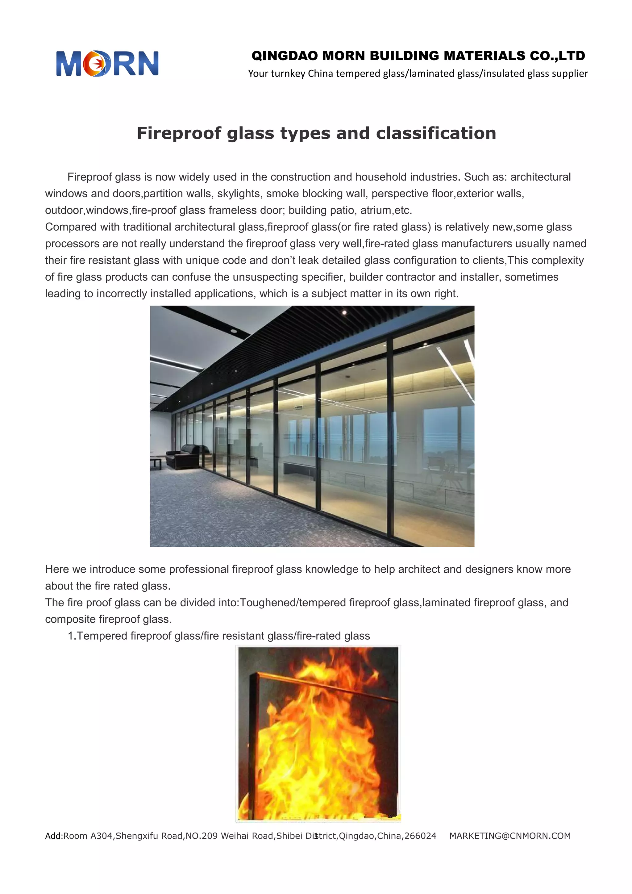 Fireproof glass types and classification | PDF